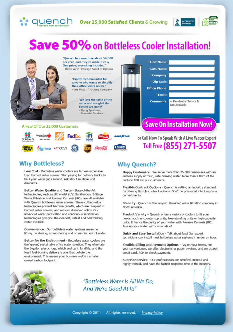 Landing Page Quench Bottleless Water Cooler – Jonathan Rafert