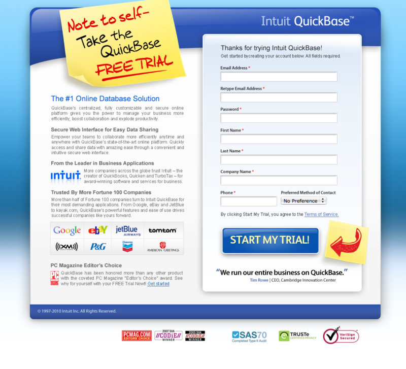 Landing Page Intuit QuickBase – Jonathan Rafert